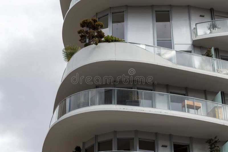 A Modern Building with Balconies Stock Image - Image of urban, travel ...
