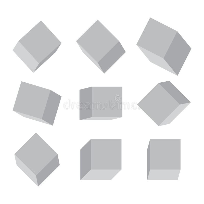 3d Set with Gray Cubes. Geometric Background. Gray Cubes in Abstract ...