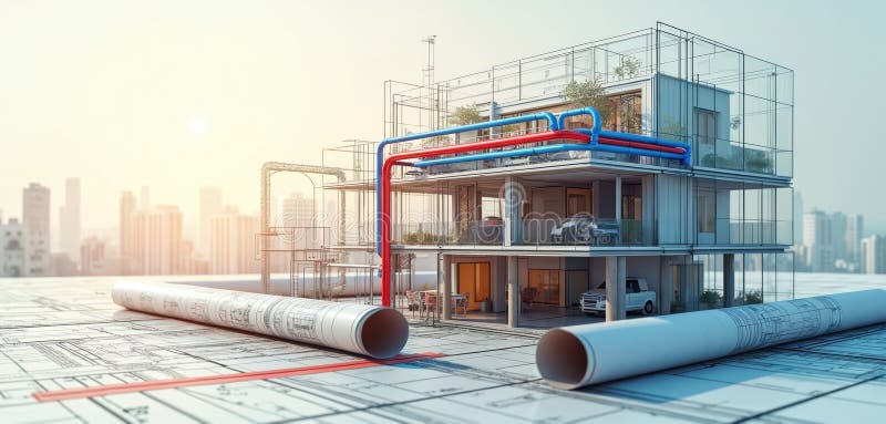 Modern Building BIM Model Integration, Plumbing, Electrical Systems ...