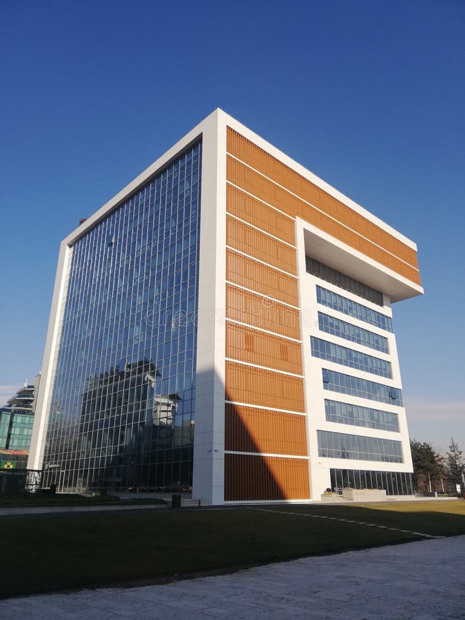 Modern Building with Blue Clear Sky and Shadows. Editorial Photography ...