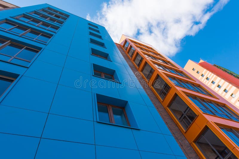 Modern Building with Blue Sky Stock Image - Image of perspective ...