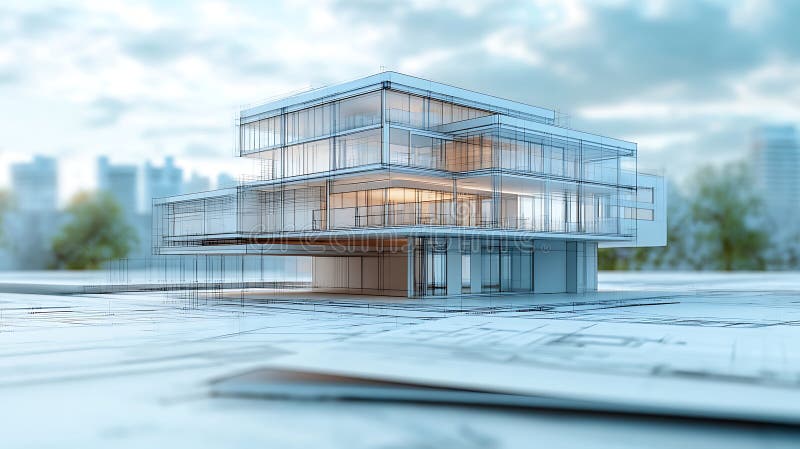 A Modern Building Blueprint Rendering Showcases a Contemporary ...