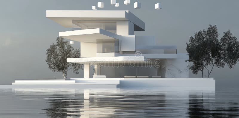 This Modern Building Boasts a Unique Abstract Cubic Cloud Design Stock ...