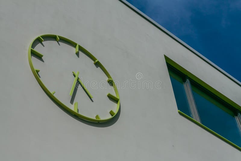 A Modern Building with Clock Stock Image - Image of clock, business ...