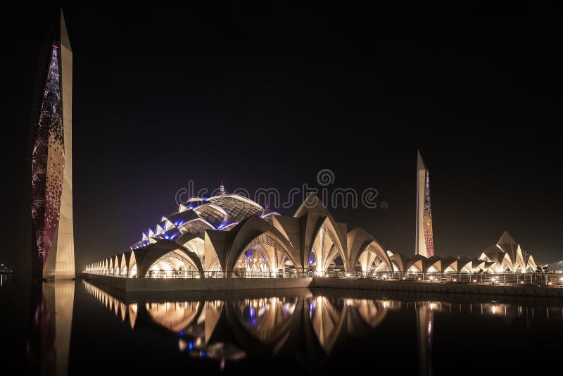 Modern Building with Colorful Lights at Night Editorial Photo - Image ...