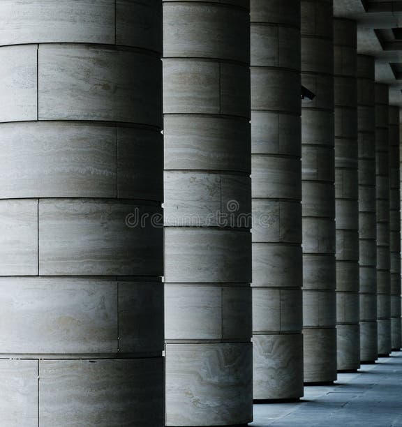 Modern Building with Columns in a Row Stock Image - Image of light ...