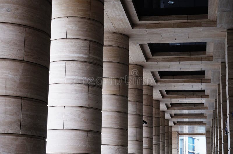 Modern Building with Columns in a Row Stock Image - Image of black ...