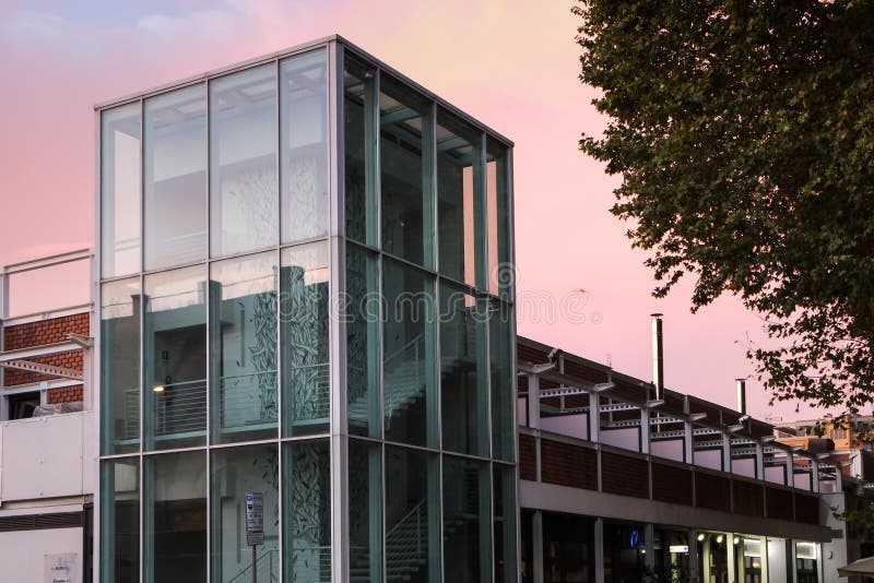 Modern building editorial photo. Image of living, night - 76987391