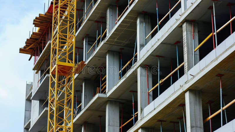 Modern Building Construction with Concrete and Steel Framework Stock ...