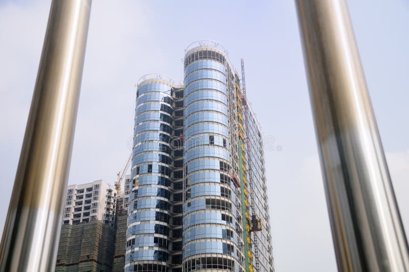 Modern Building in Construction Process Stock Image - Image of pole ...