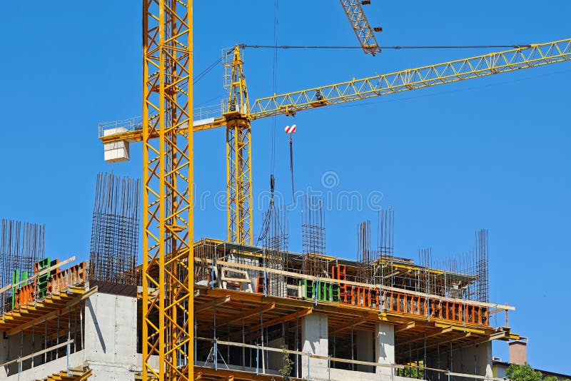 Modern Building Construction Site with Cranes. Urban Development ...