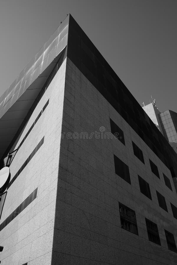 Modern Building Corner Black White Stock Image - Image of grayscale ...