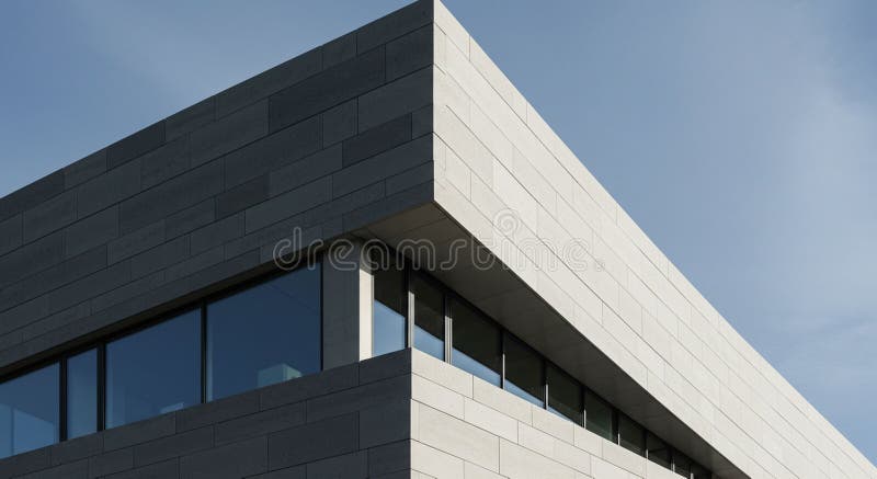 Modern Building Corner with a Minimalist Design Featuring Horizontal ...