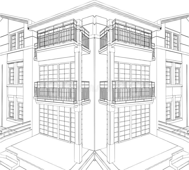 Modern Building Corner Residential House Vector 08 Stock Vector ...