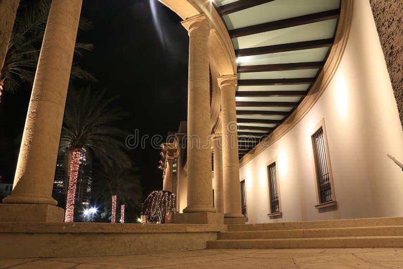 Modern Building Curves with Columns Stock Photo - Image of hall ...