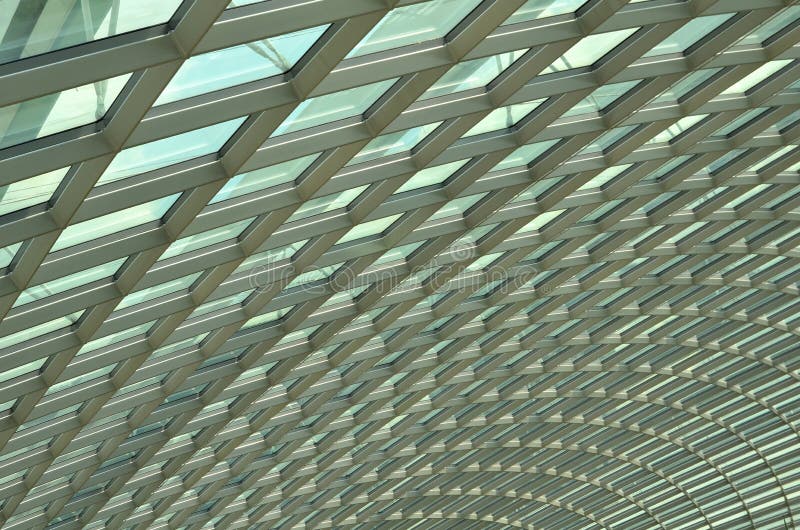 Modern Building with Curving Roof and Glass Steel Column. Editorial ...