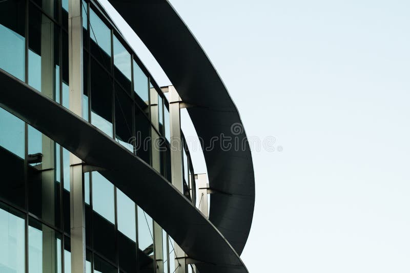 Modern Building at Dark Sky Background Stock Image - Image of glass ...