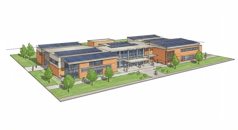 Modern Building Design Featuring a Rectangular Structure with Two Main ...