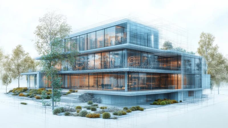 Modern Building Architectural Design.Chic Simplicity Stock Illustration ...