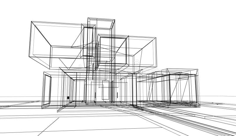 Modern Building at the Draft Stage Stock Illustration - Illustration of ...