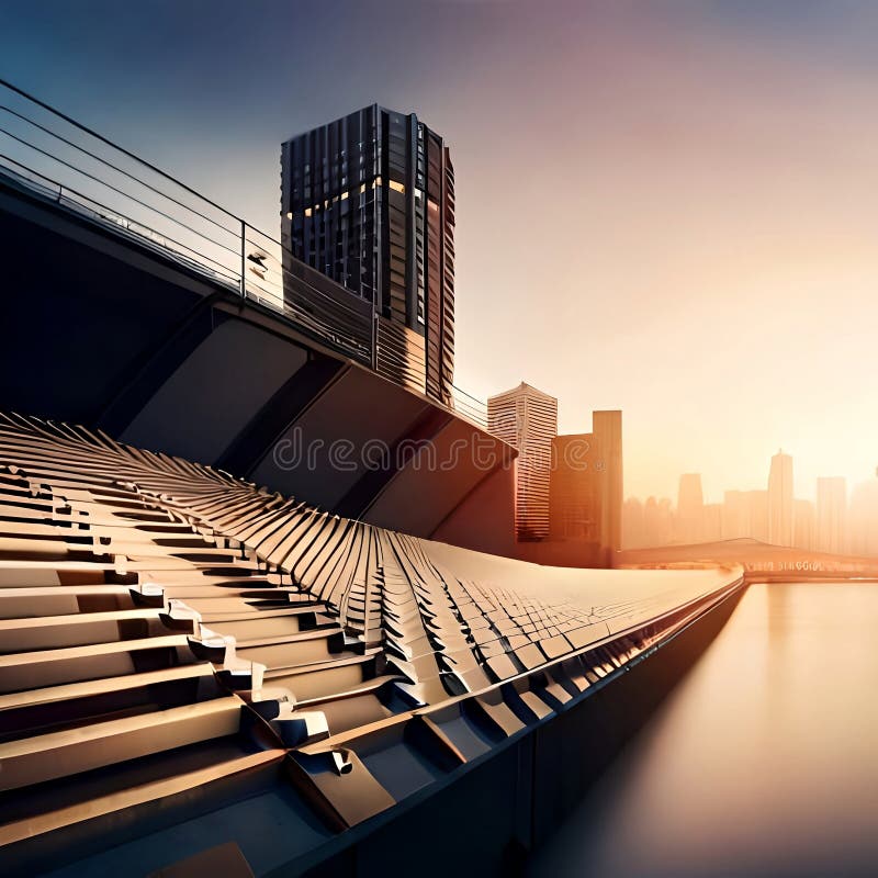 Modern Building with Dramatic Sky with Generative AI Technology Stock ...