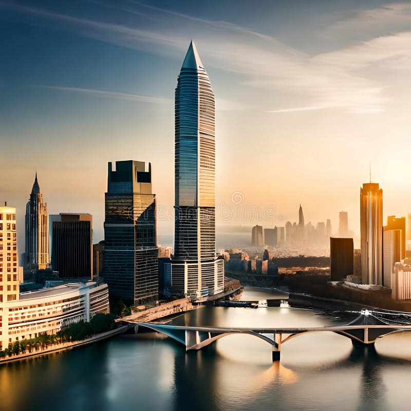 Modern Building with Dramatic Sky with Generative AI Technology Stock ...