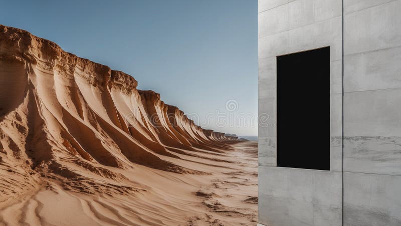 Modern Building Edge Facing Eroded Desert Cliffs Stock Illustration ...