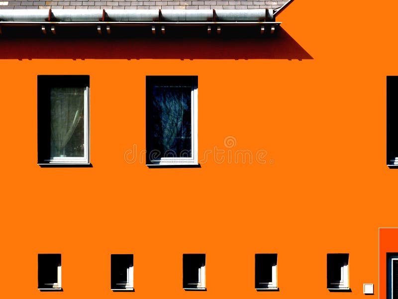 Modern Building Elevation in Yellow with Strong Shadows Stock Photo ...