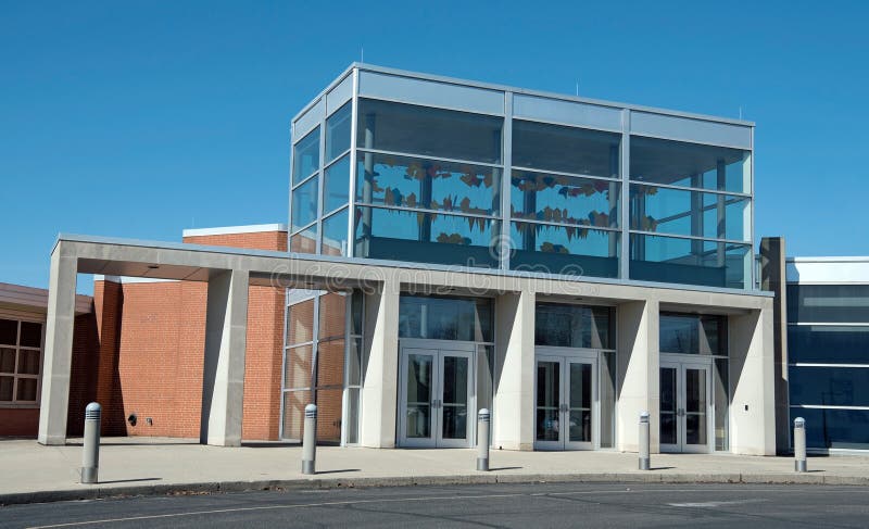 Modern Building Entrance of Cement and Glass Stock Photo - Image of ...