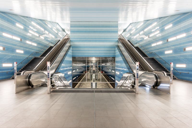 Modern Building with Escalator on Both Sides Stock Photo - Image of ...