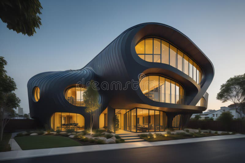 Modern Building in the Evening. Generative Ai Stock Illustration ...