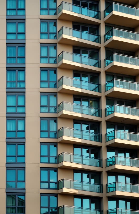 Modern Building Exterior with Many Windows Reflecting Sky. Contemporary ...