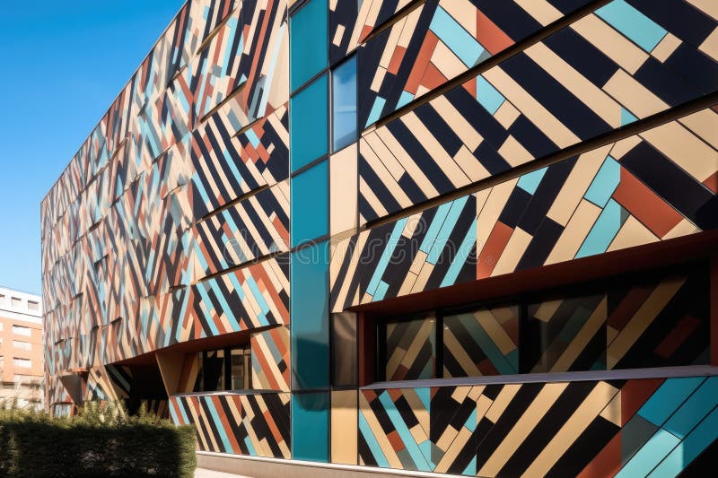 Modern Building Facade with Abstract Patterns and Geometric Shapes ...