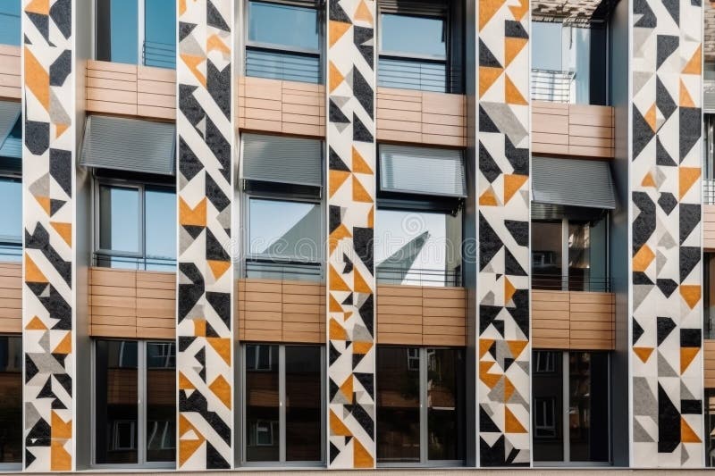 Modern Building Facade with Abstract Patterns and Geometric Shapes ...