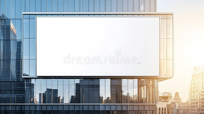Modern Building Facade with Blank Billboard. Stock Illustration - Illustration of billboard ...