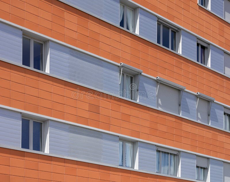 Modern Building Facade with Ceramic Tiles Stock Photo - Image of ...
