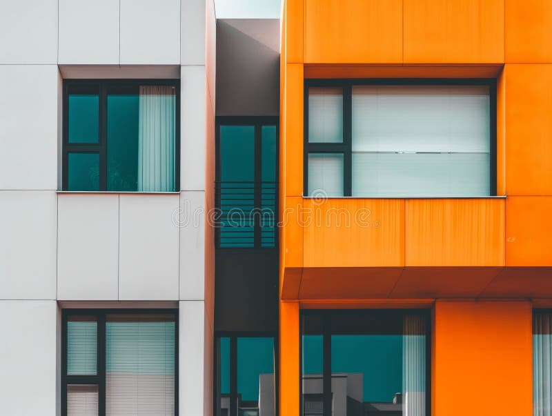Modern Building Facade with Contrasting Colors Stock Image - Image of ...