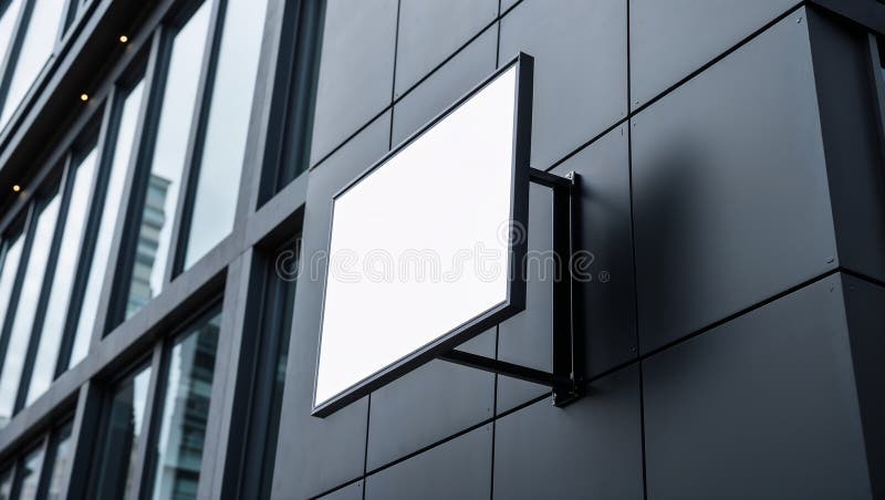 Modern Building Facade with Empty Signage Displaying Blank ...