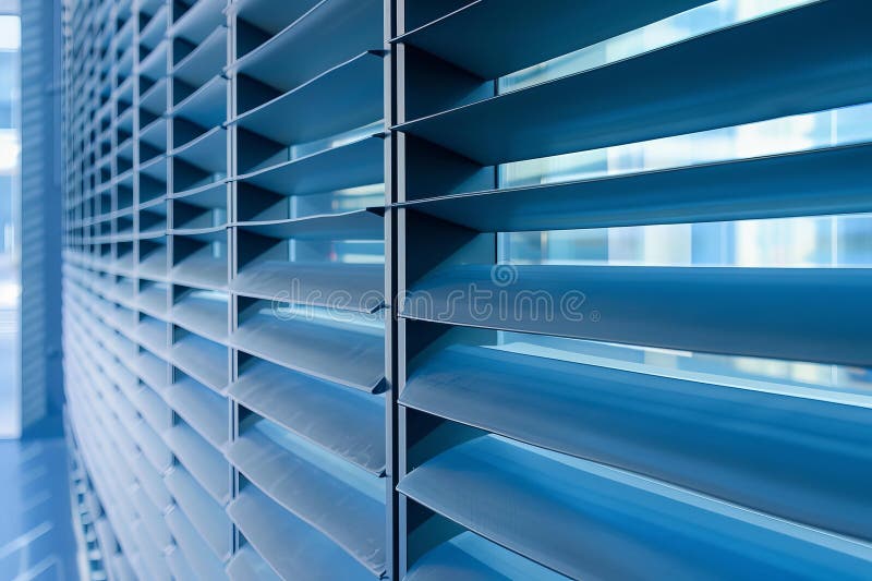 Modern Building Facade Featuring Blue Slatted Design Stock Illustration ...