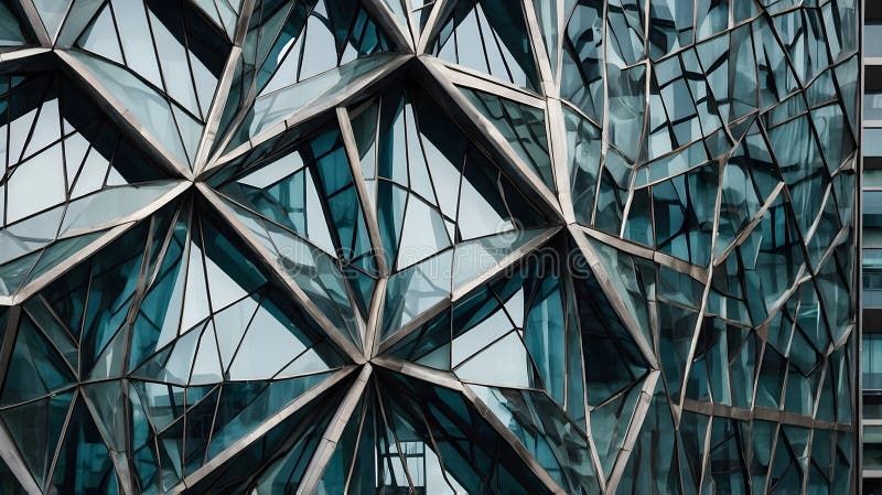 Modern Building Facade Featuring Geometric Patterns and Diverse ...