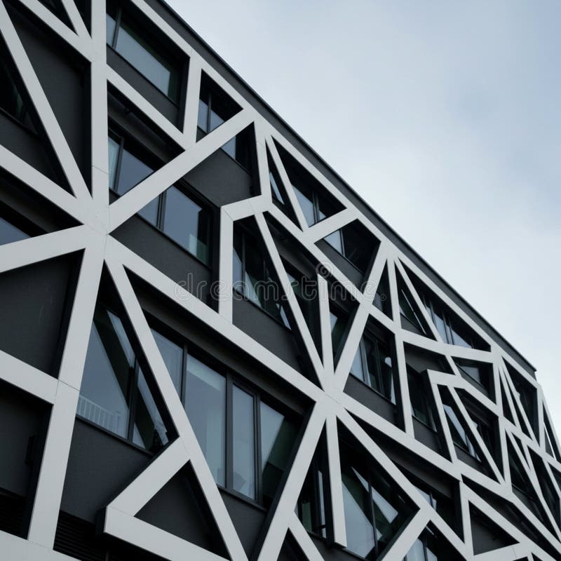 Modern Building Facade Featuring Geometric Patterns of Intersecting ...