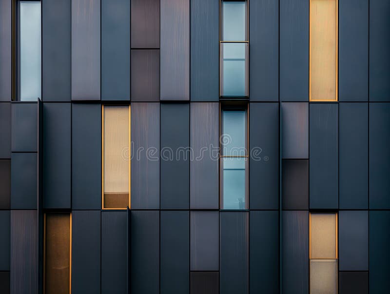 Modern Building Facade with Vertical Windows Stock Image - Image of ...