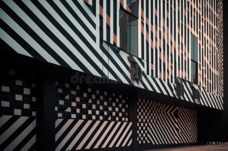 Modern Building Facade with Geometric Patterns and Lines, Creating Bold ...