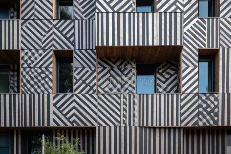 Modern Building Facade with Geometric Patterns and Lines, Creating Bold ...