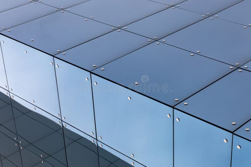 Modern Building Facade with Glass Surface, Diagonal View Close-up ...