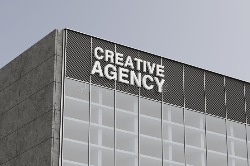 Modern Company Facade Sign Bold Lettering Glass Building Stock Photos ...