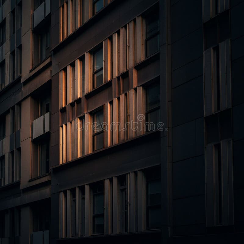 Modern Building Facade with a Grid-like Pattern of Vertical Slats ...