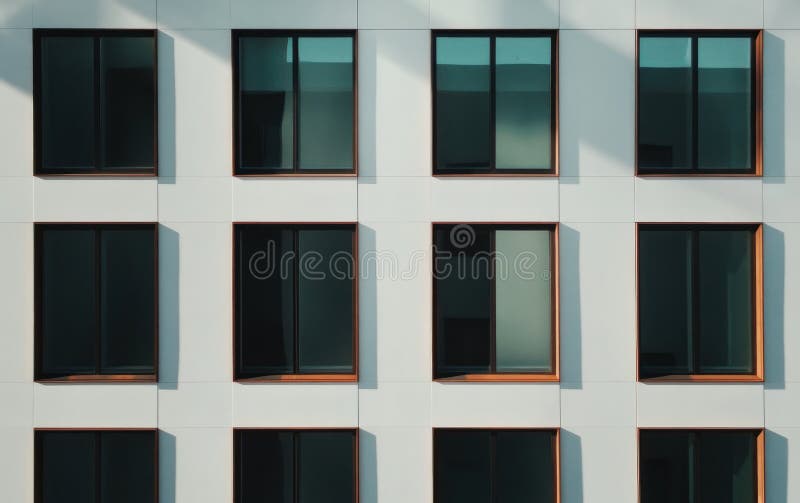 Modern Building Facade with Grid of Square Windows and Light Shadow ...
