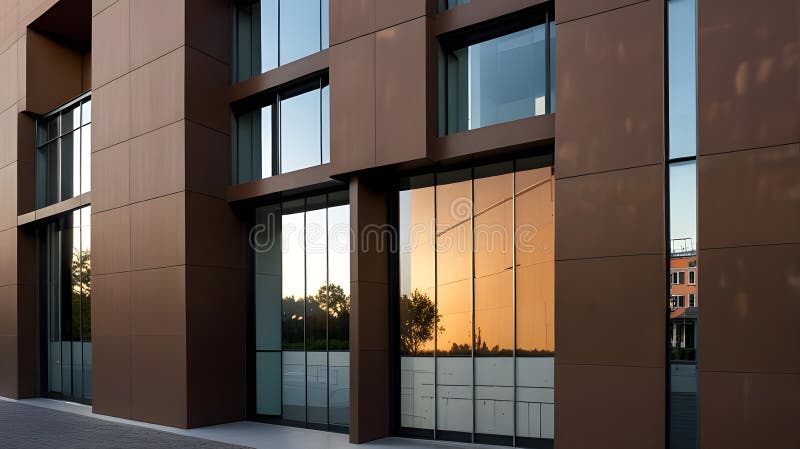 Modern Building Facade in Mocha Mousse with Clean Lines and Glass ...