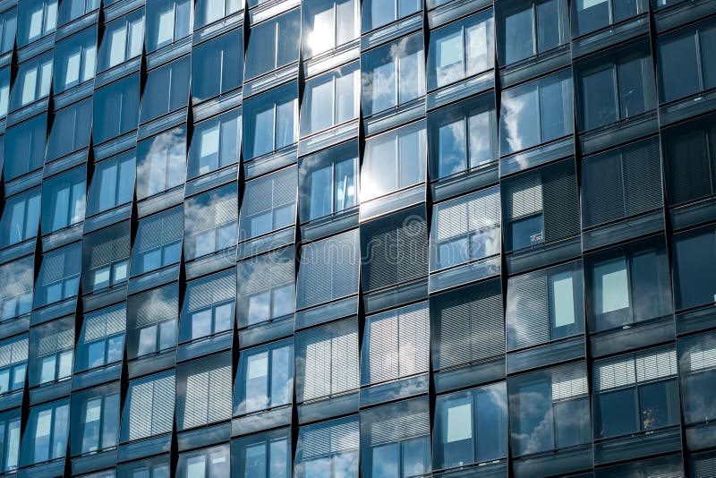 Office Building and Reflection in Its Windows Stock Photo - Image of ...